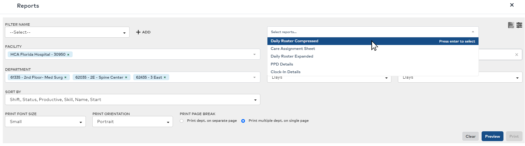 Staffing Dashboard - Daily Roster