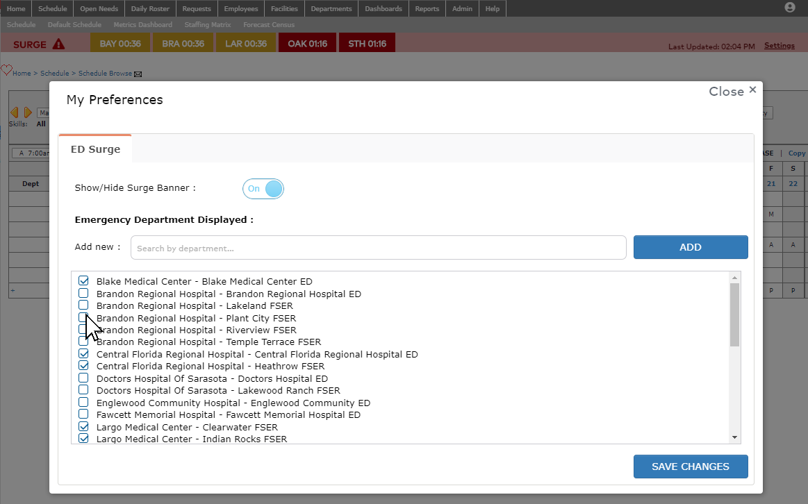 Emergency Department Surge Alerts