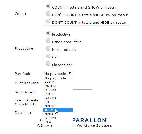 Departments: Pay Codes with Shift Codes