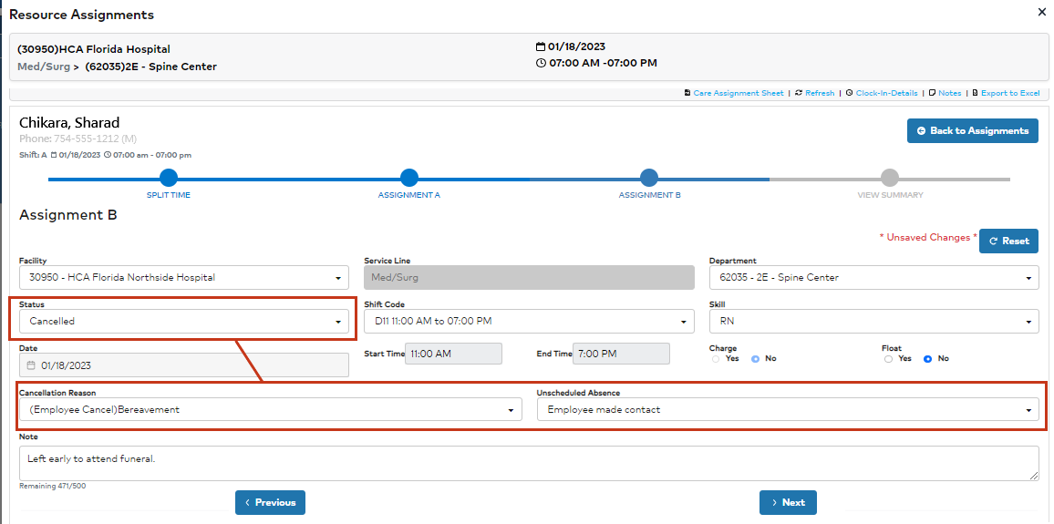 Canceling an Assignment - Aggregated Dashboard