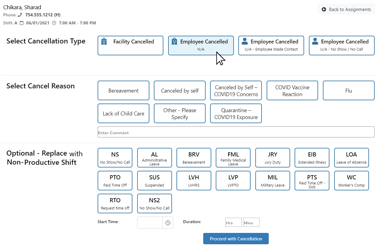 Canceling an Assignment - Aggregated Dashboard